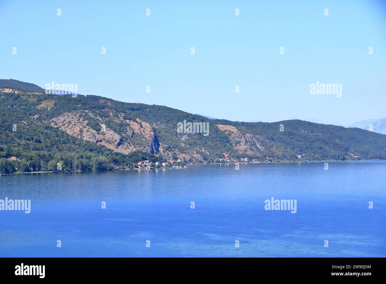 Beautiful lakeshore landscape at lake ohrid (near Lin village) in ...