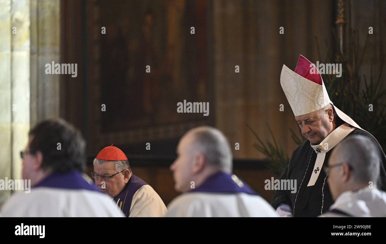 Prague, Czech Republic. 23rd Dec, 2023. Cardinal Dominik Duka, left ...