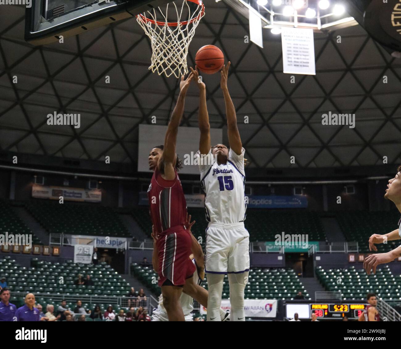 Honolulu, Hawaii, USA. 22nd Dec, 2023. Portland guard Tyler Harris (15 ...