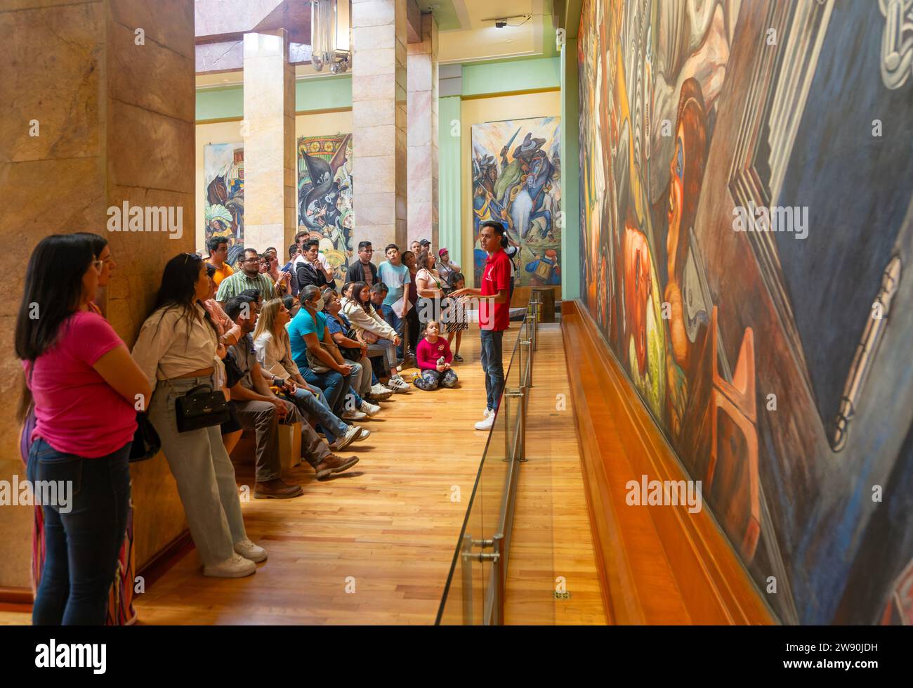 People viewing 'Katharsis' 1934 mural by Jose Clemente Orozco, Palacio ...