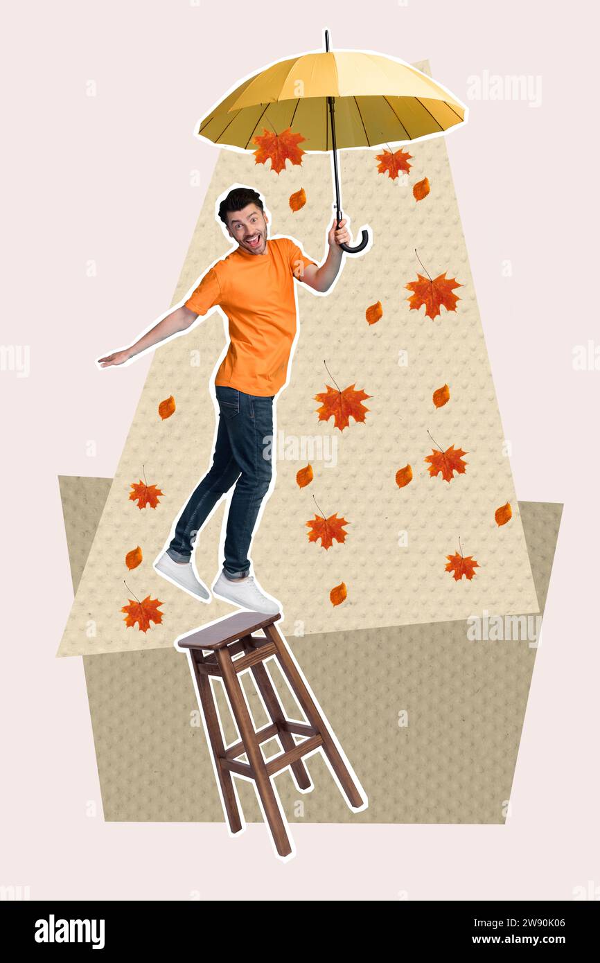 Composite collage picture image of autumn season fall leaves funny ...