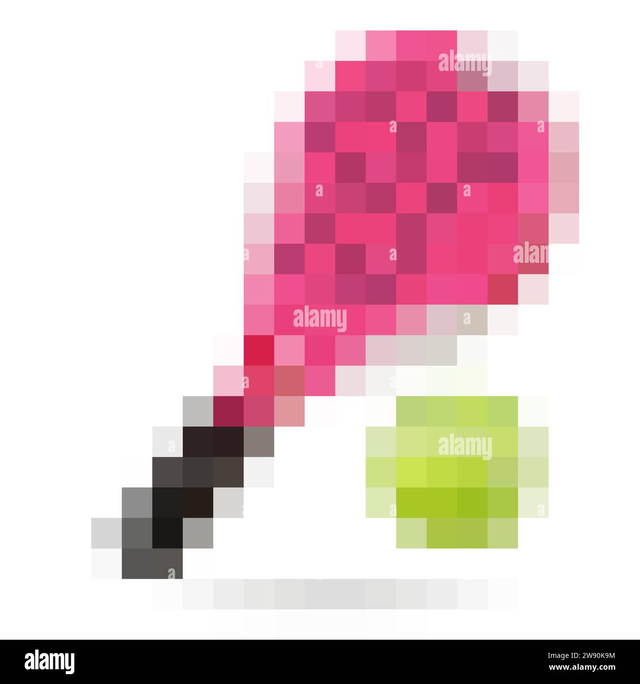 3d realistic pink paddle tennis racket and green tennis ball on white ...