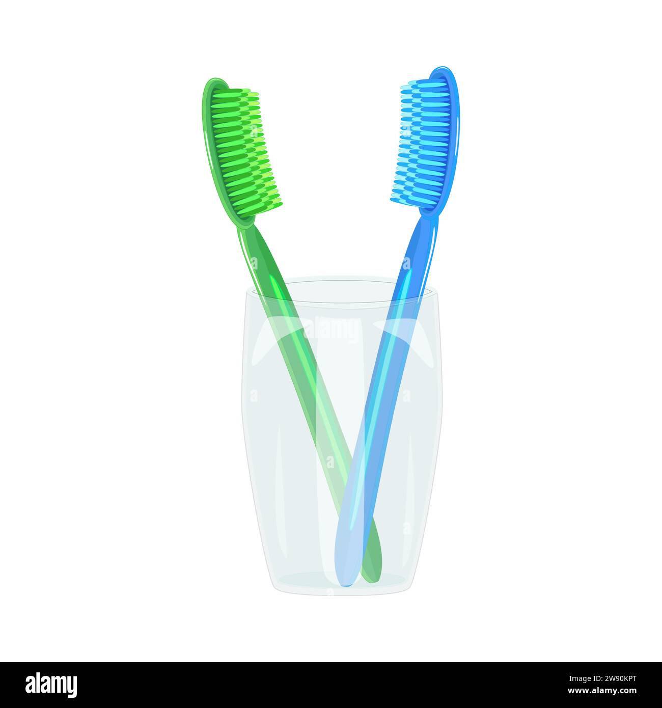 Toothbrushes in mug on white background. Plastic toothbrushes in a ...