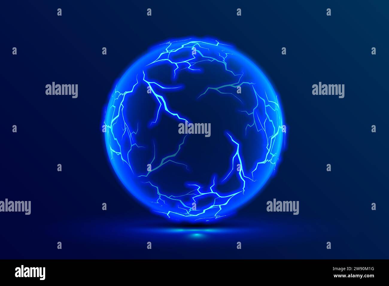 Power ring. Plasma sphere. Thunderbolt electricity lightning effect. Electric ball lightning ...