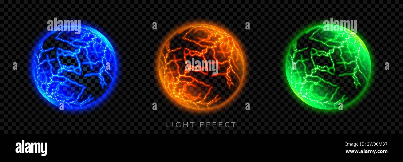 Electric ball lightning. Round electric shock. Power ring. Plasma ...