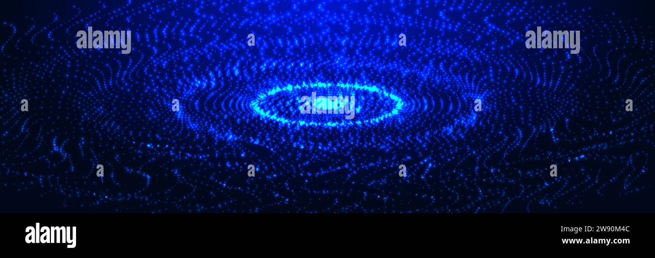 Water circle ripples particles background. Oscillating sound waves or ...