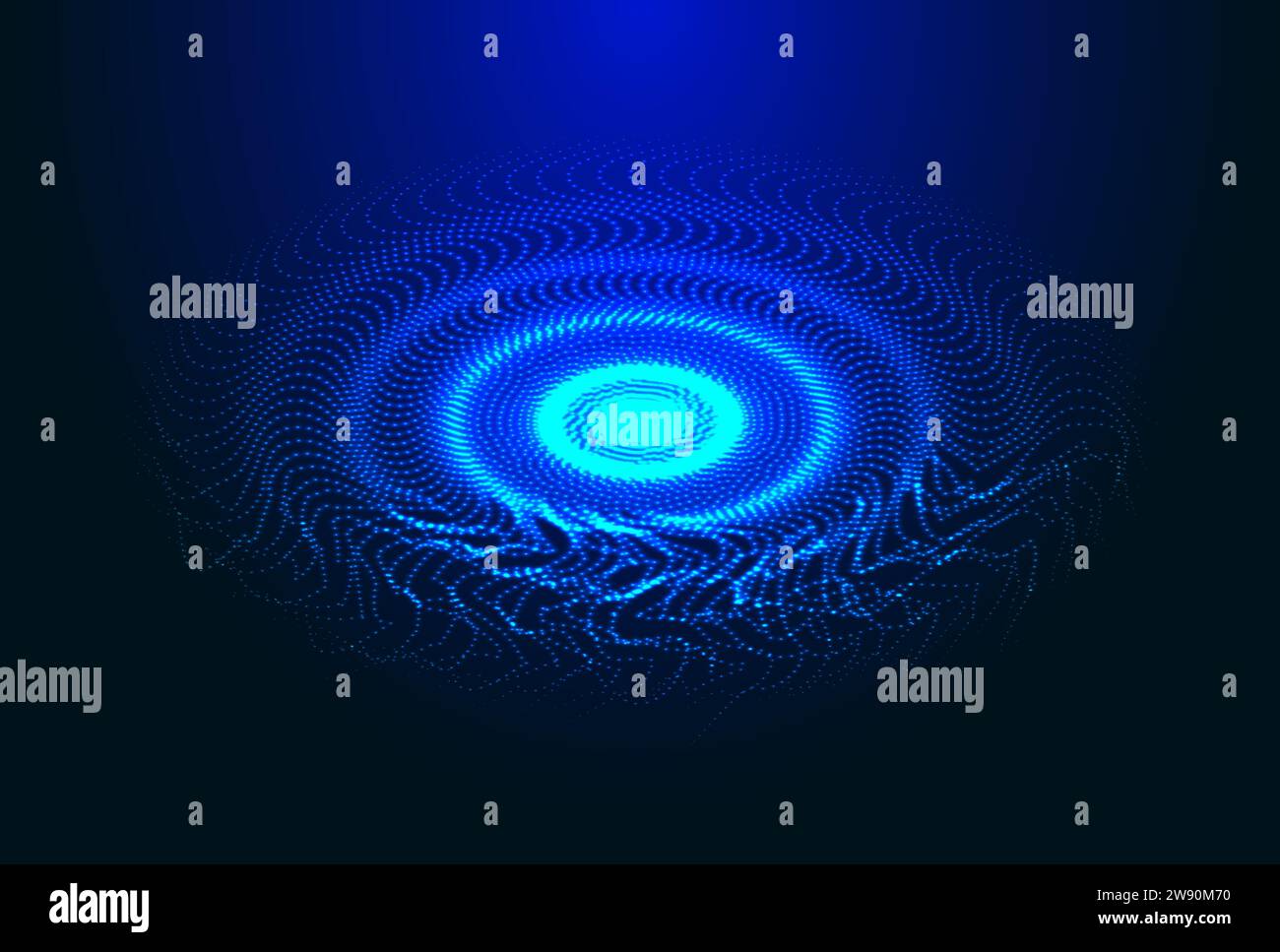 Water circle ripples particles background. Oscillating sound waves or ...