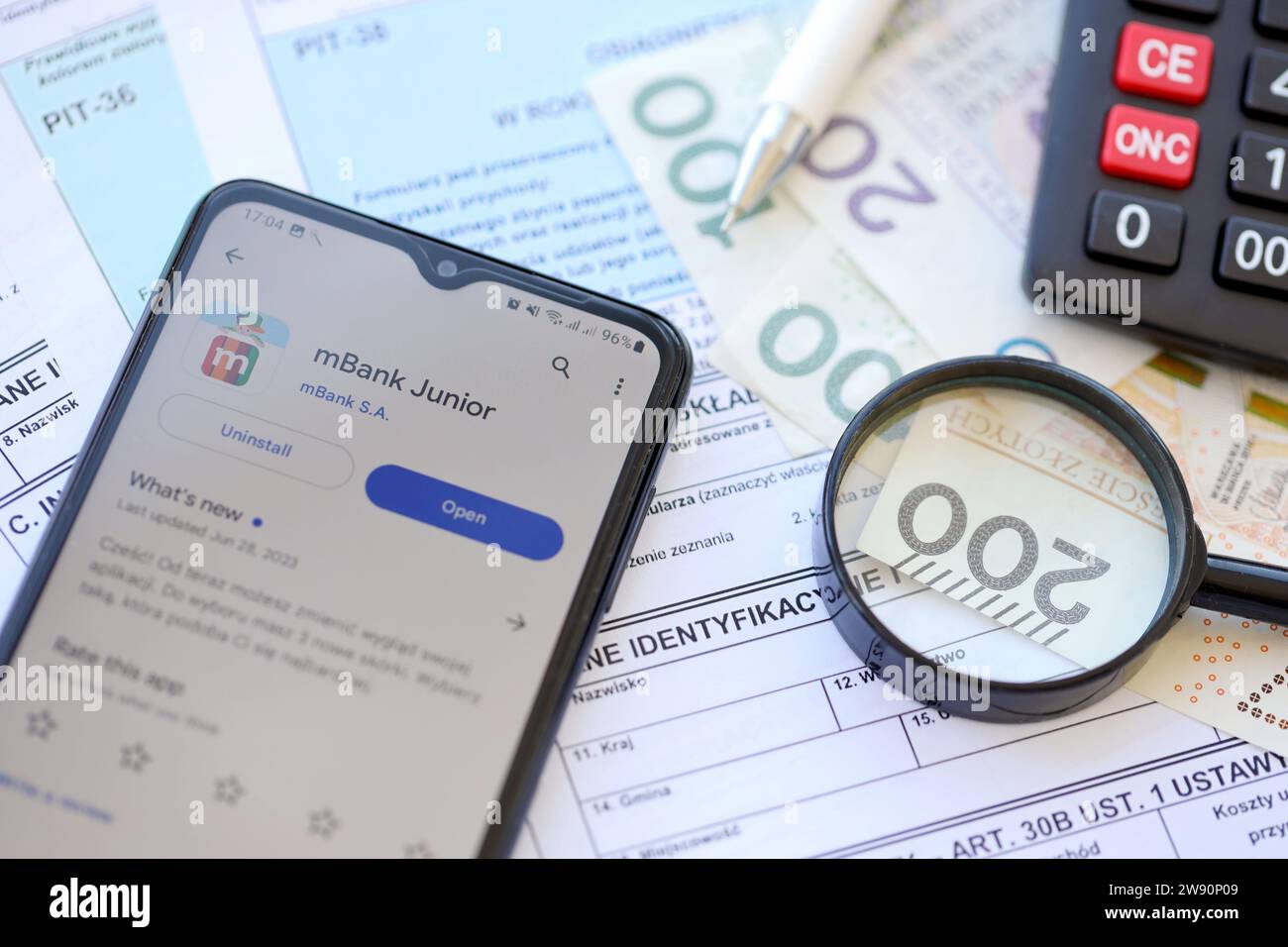 TERNOPIL, UKRAINE - AUGUST 3, 2023 mBank application on screen of ...