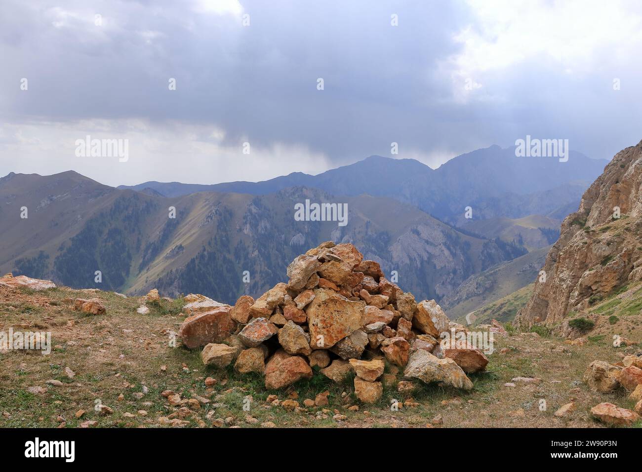 the Moldo-Ashuu pass, district of Songkol Region in western Kyrgyzstan ...