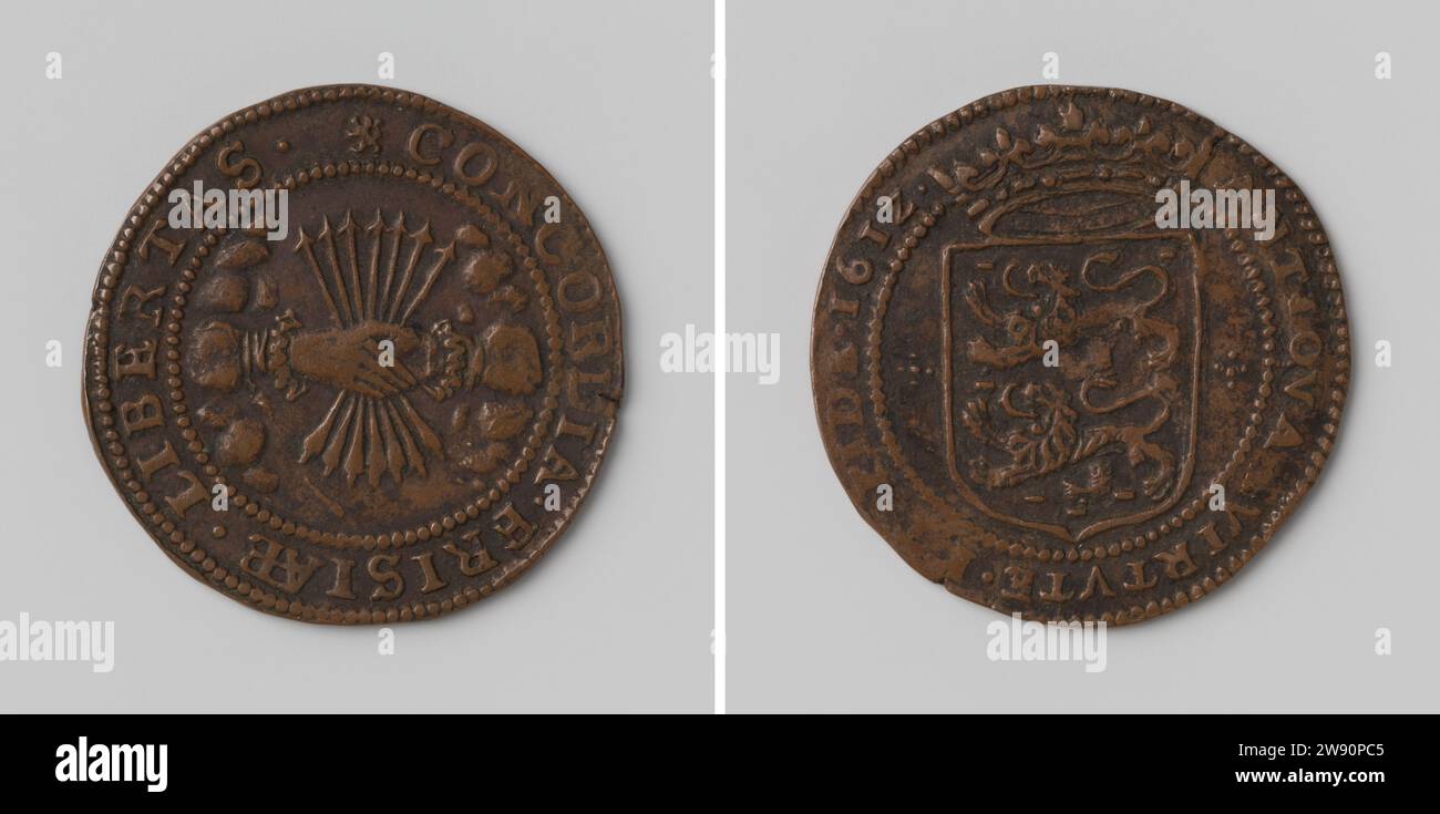 Incentive to unity, anonymous, 1612 live Copper medal. Front: Two ...