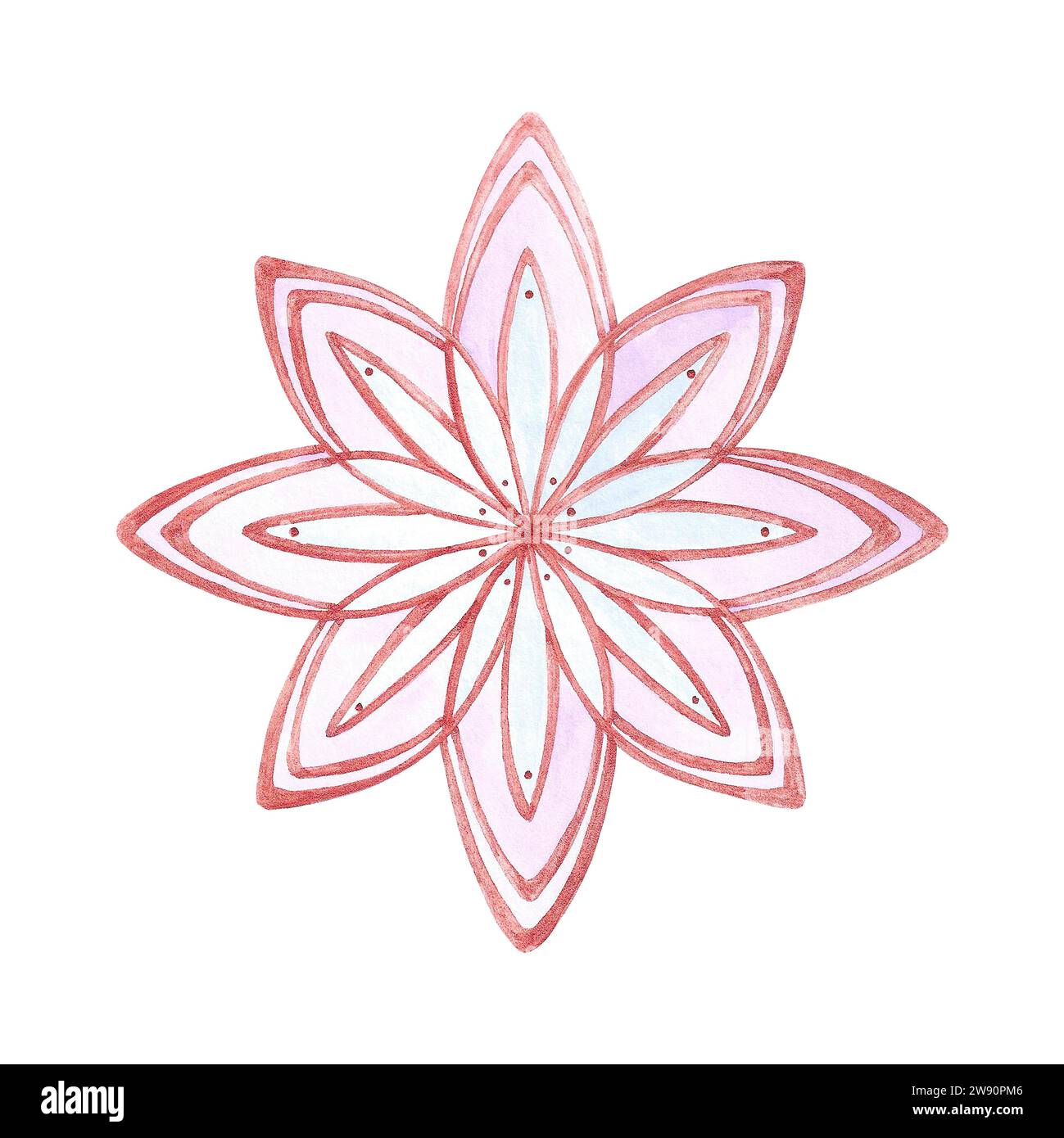 Hand drawn watercolor beautiful snow flake isolated on white background ...