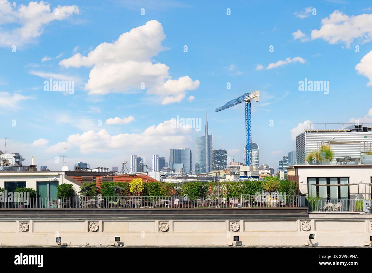 View of Milan skyskrapers from the roof of Duomo cathedral, Italy Stock ...