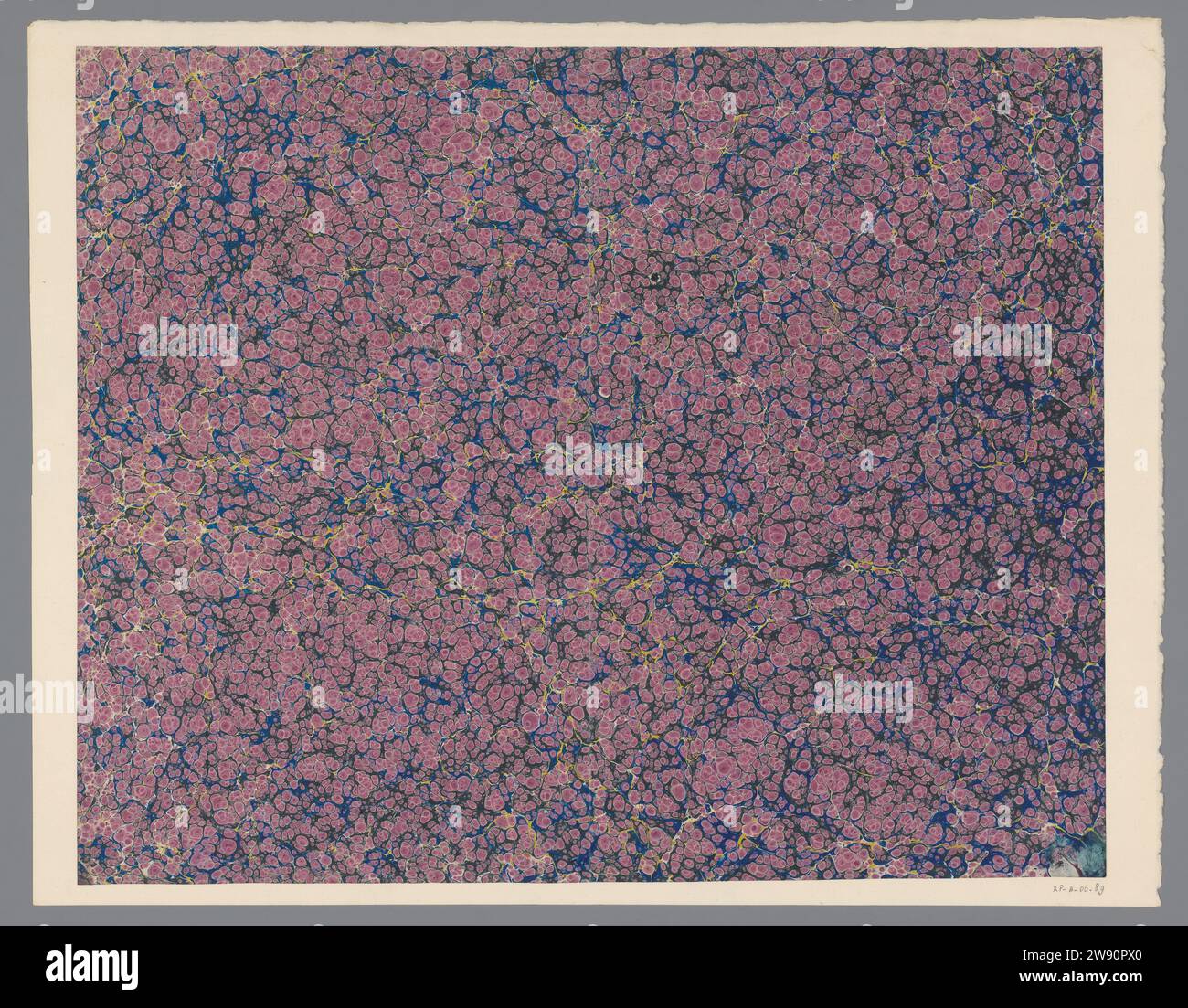 Ring pebble marble in pink, blue, yellow and black, anonymous, 1700 ...