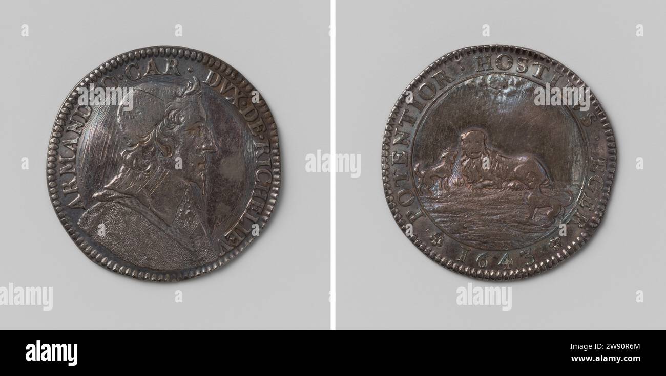 Cardinal disease Richelieu, Anonymous, 1643 history medal Silver medal ...