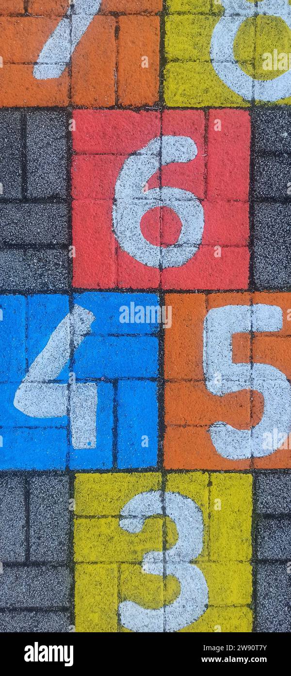 Math number colorful on pavement background, education study ...