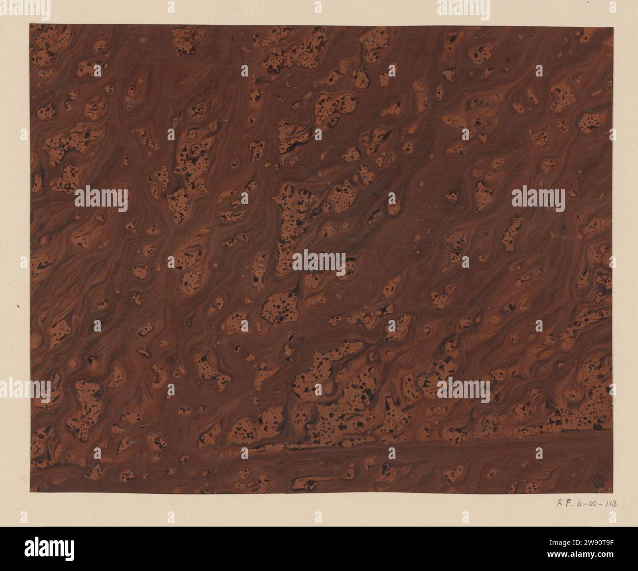 Tree root marble in black and brown, anonymous, 1750 - 1900 dribbled ...