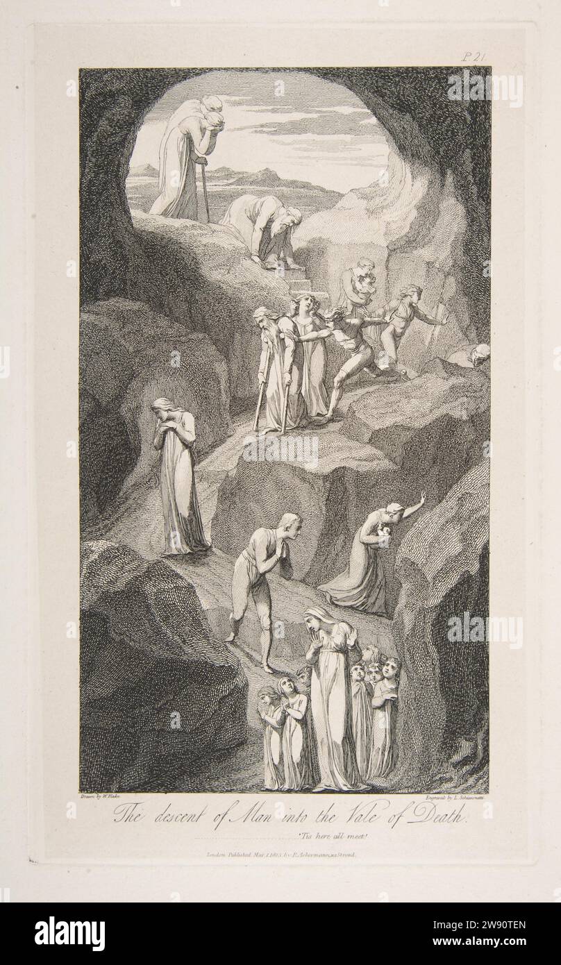The Descent of Man into the Vale of Death, from "The Grave," a Poem by ...