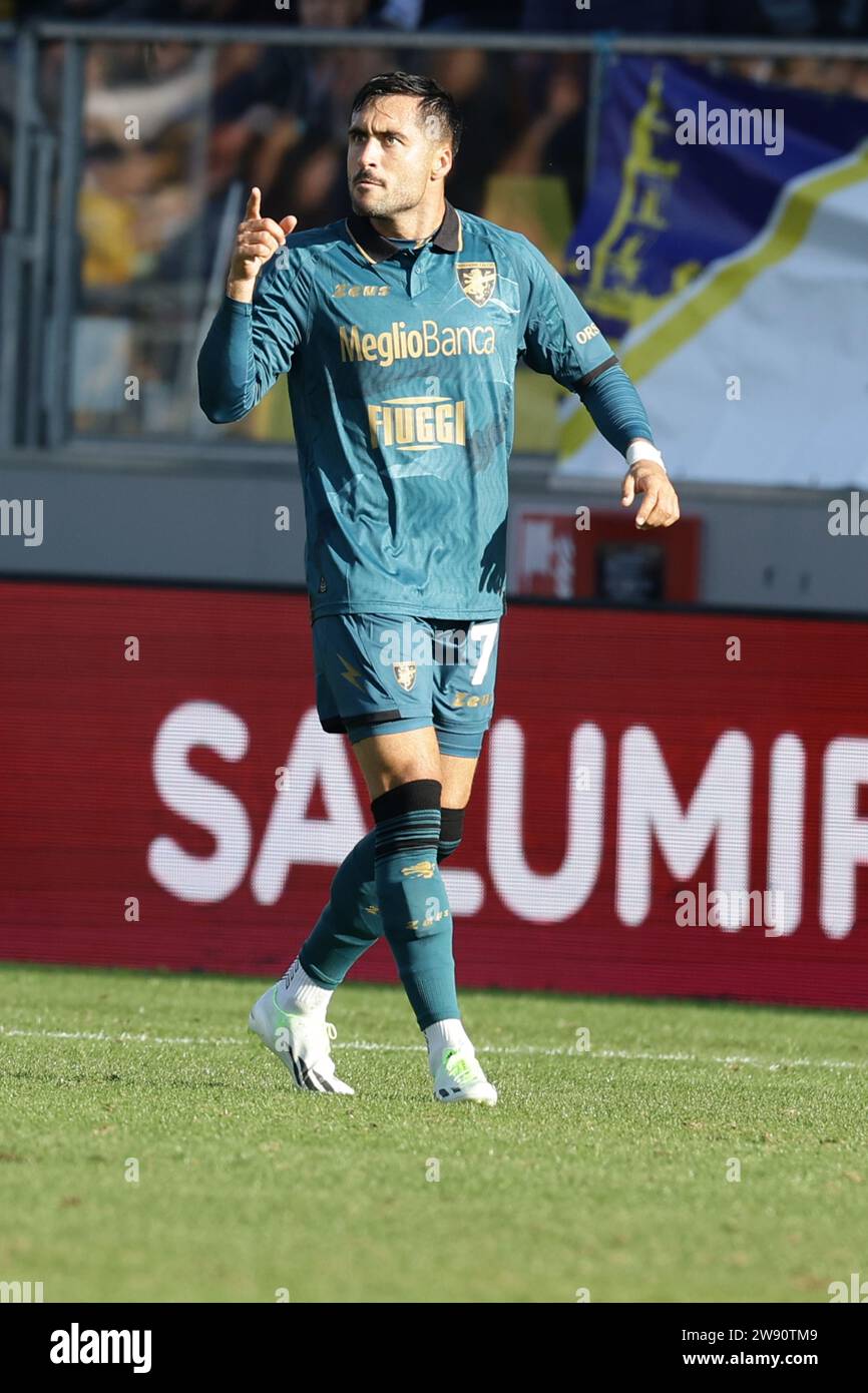Frosinone, Italy. 23rd Dec, 2023. Frosinone's Uruguayan forward Jaime ...