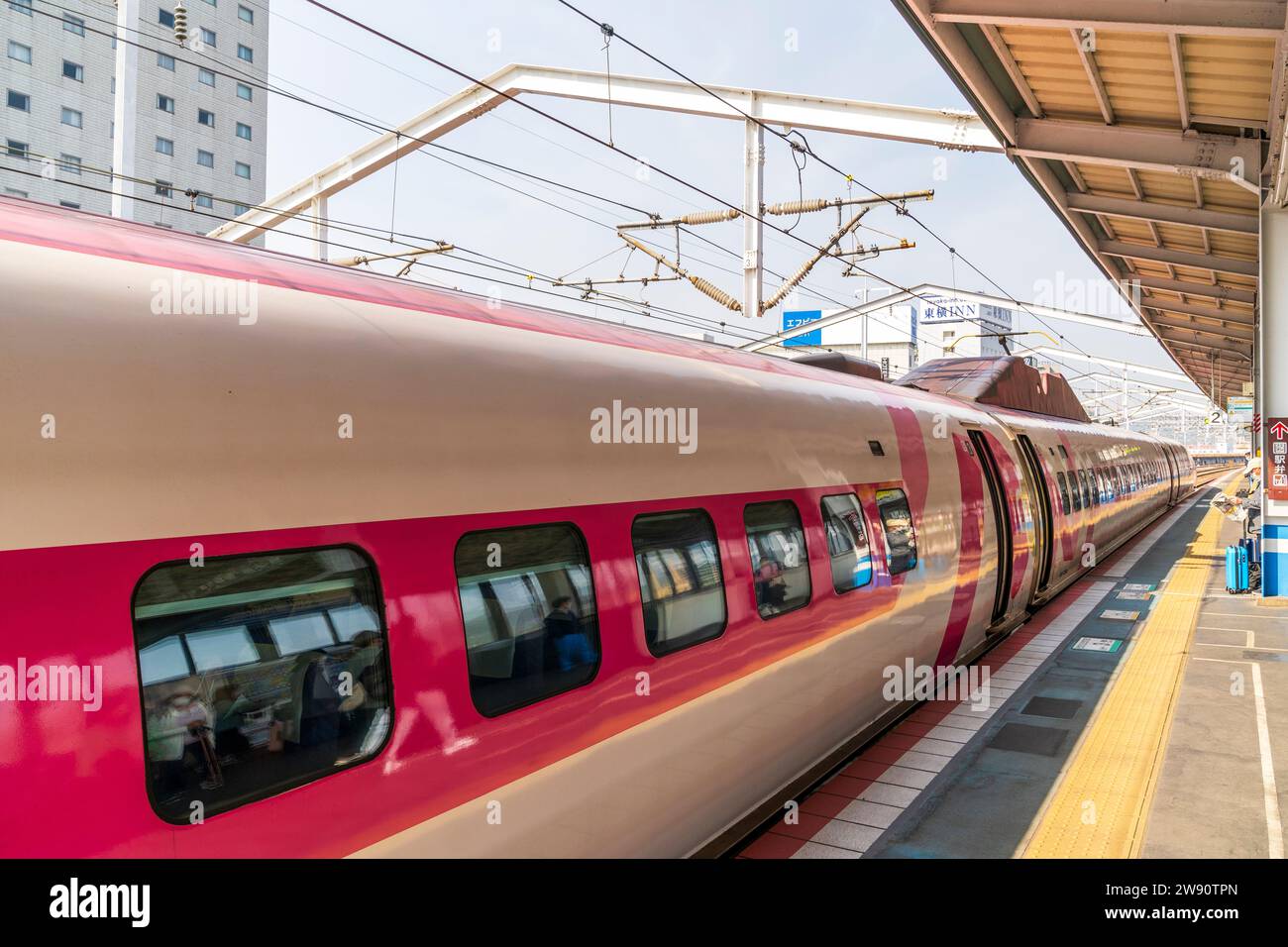 Hello Kitty Japanese bullet train, shinkansen 500 series at Fukuyama ...