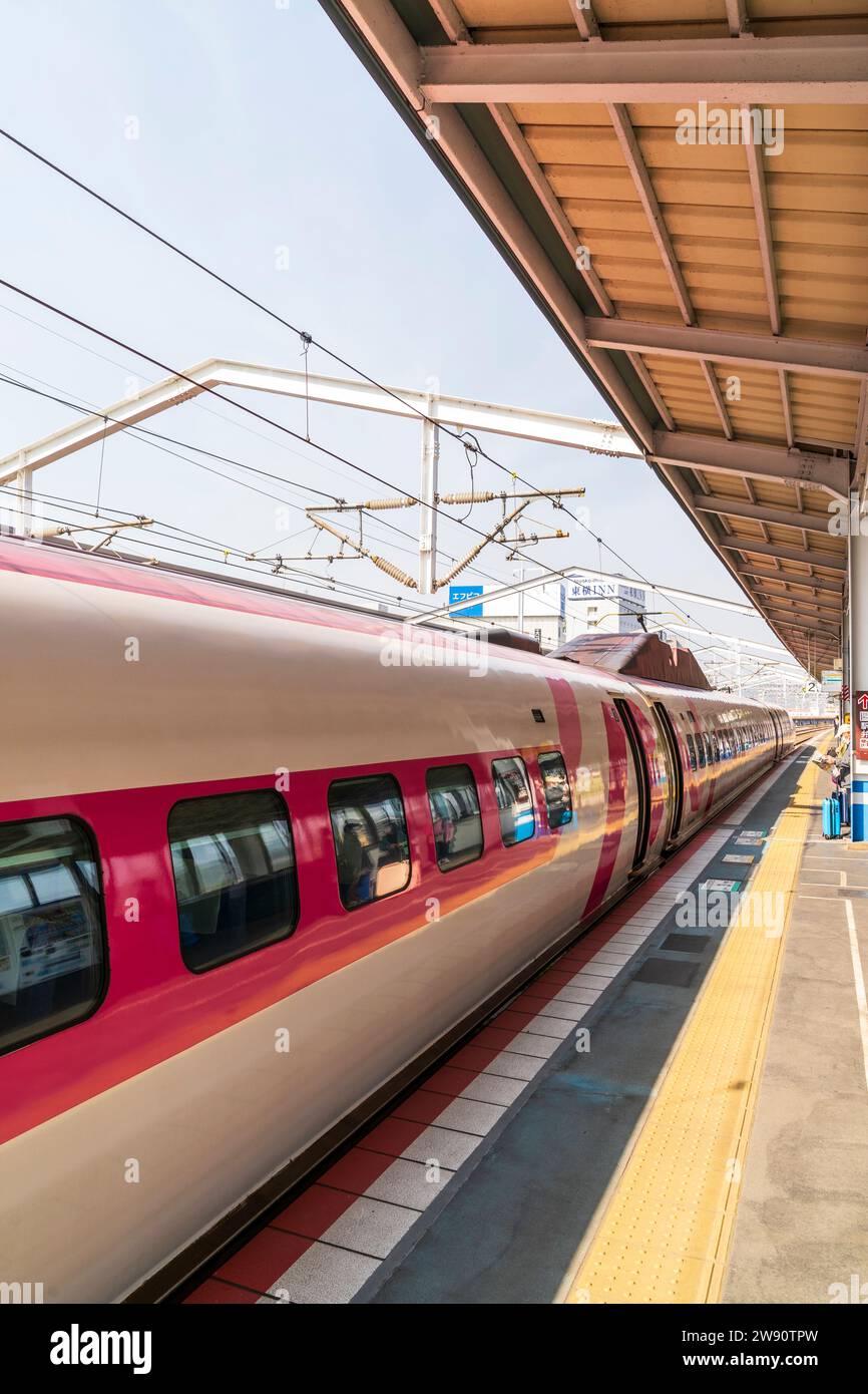 Hello Kitty Japanese bullet train, shinkansen 500 series at Fukuyama ...