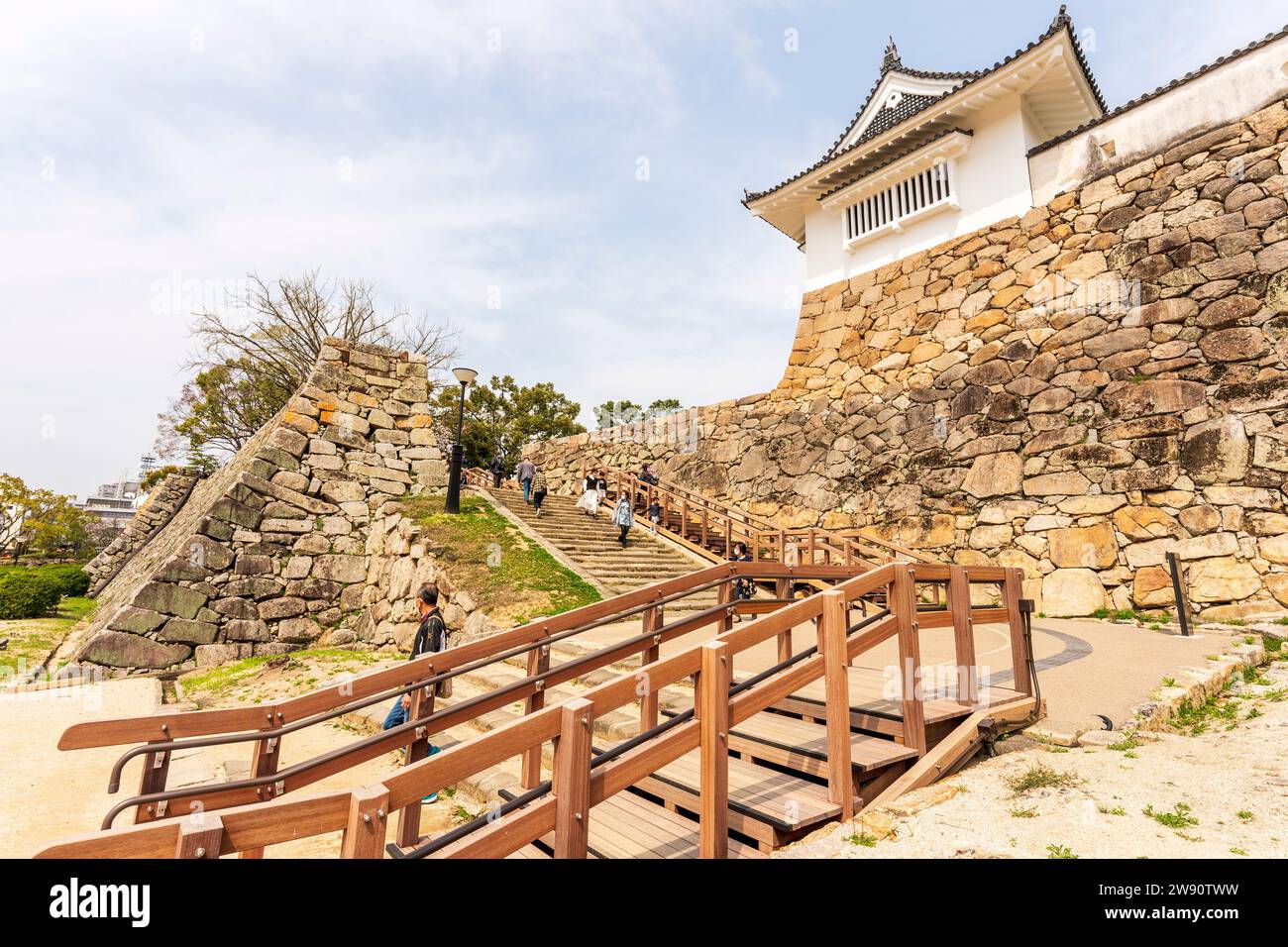 Right angled steps leading through the ishigaki stone walls to the ...