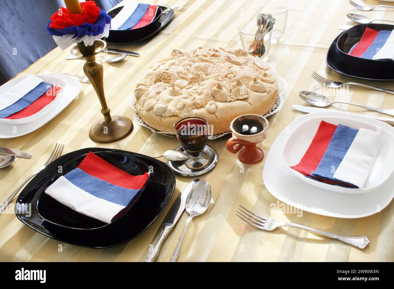 Serbian Day of Glory dining table Stock Photo - Alamy