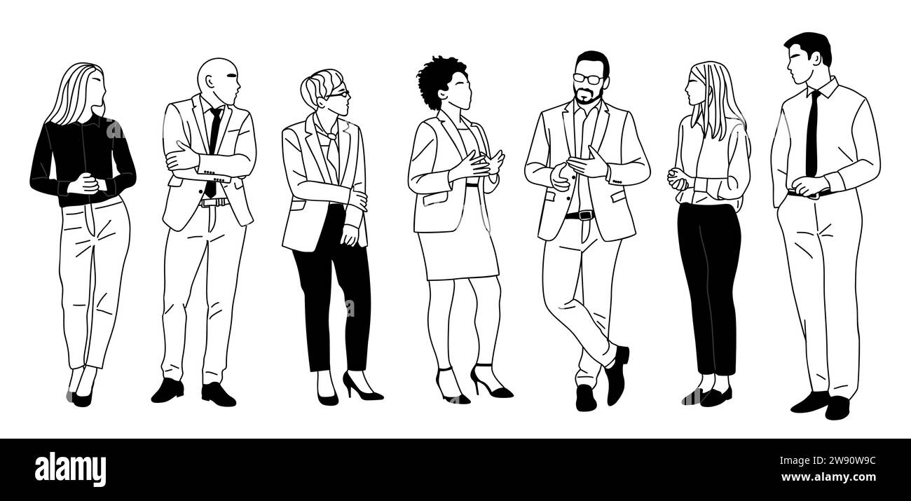 Diverse Business team members standing vector set Stock Vector Image ...