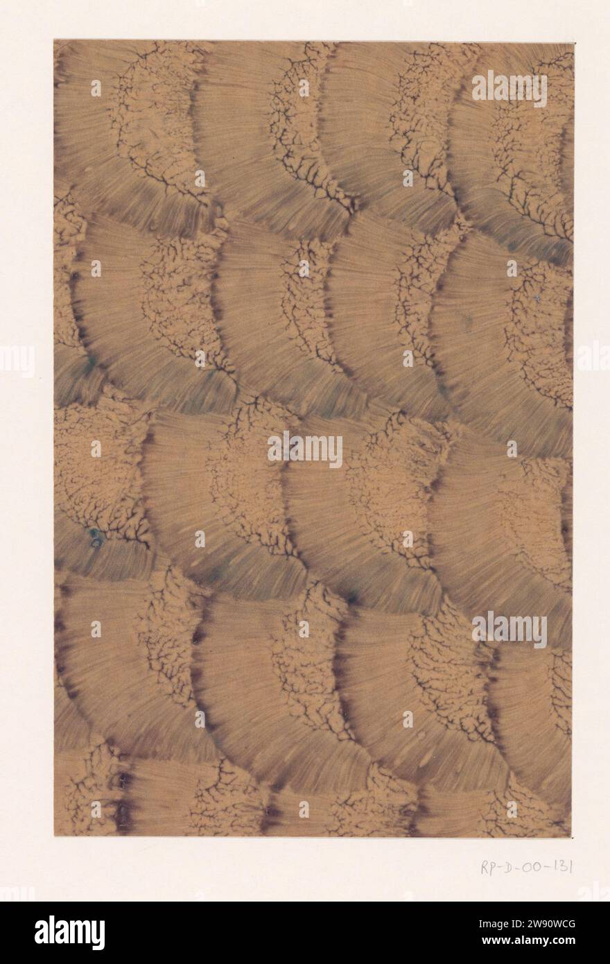 Starch paint paper with camperous motif in purple on yellow -brown ...