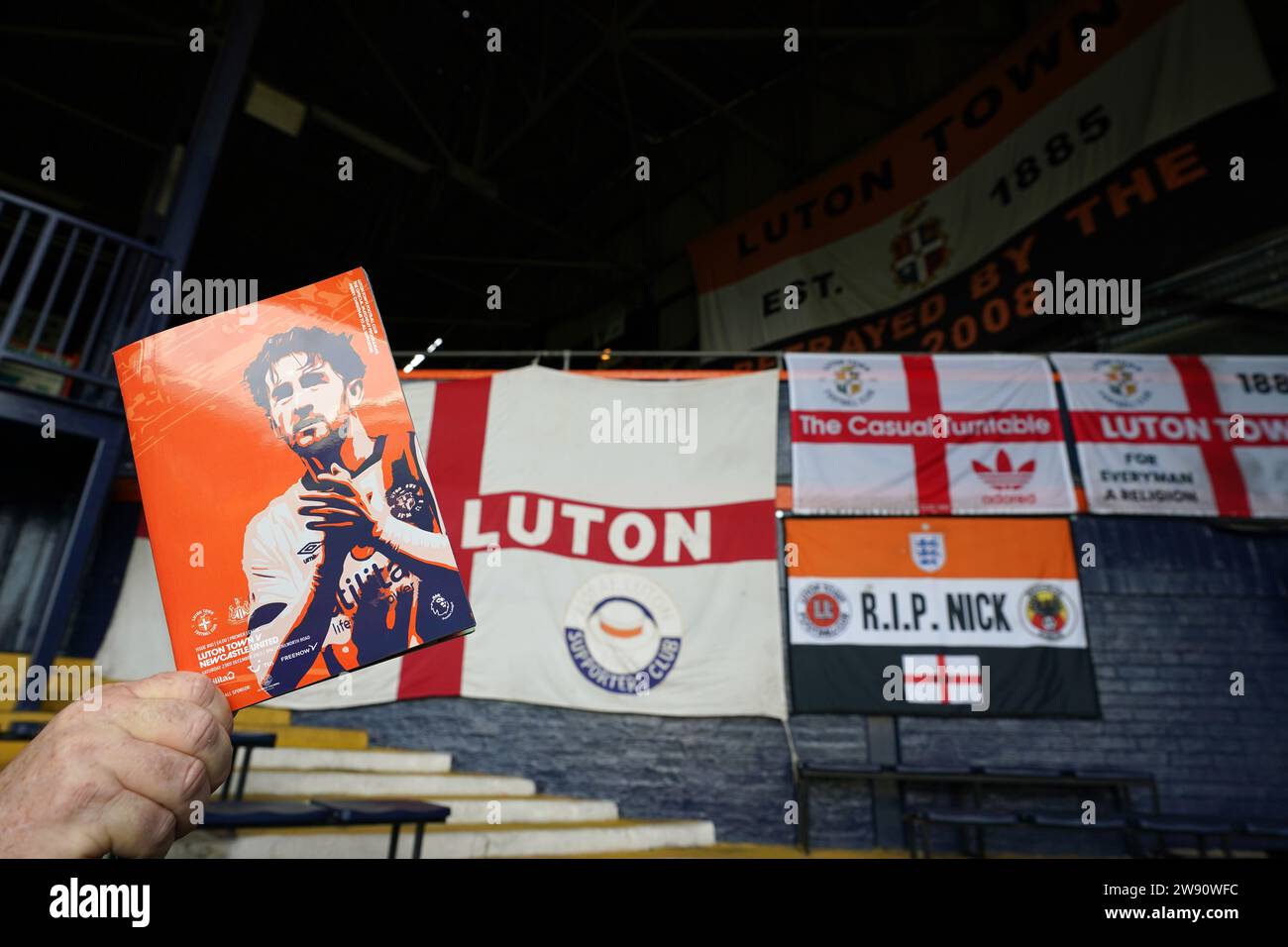 A general view of the match day program with Luton Town's Tom Lockyer ...