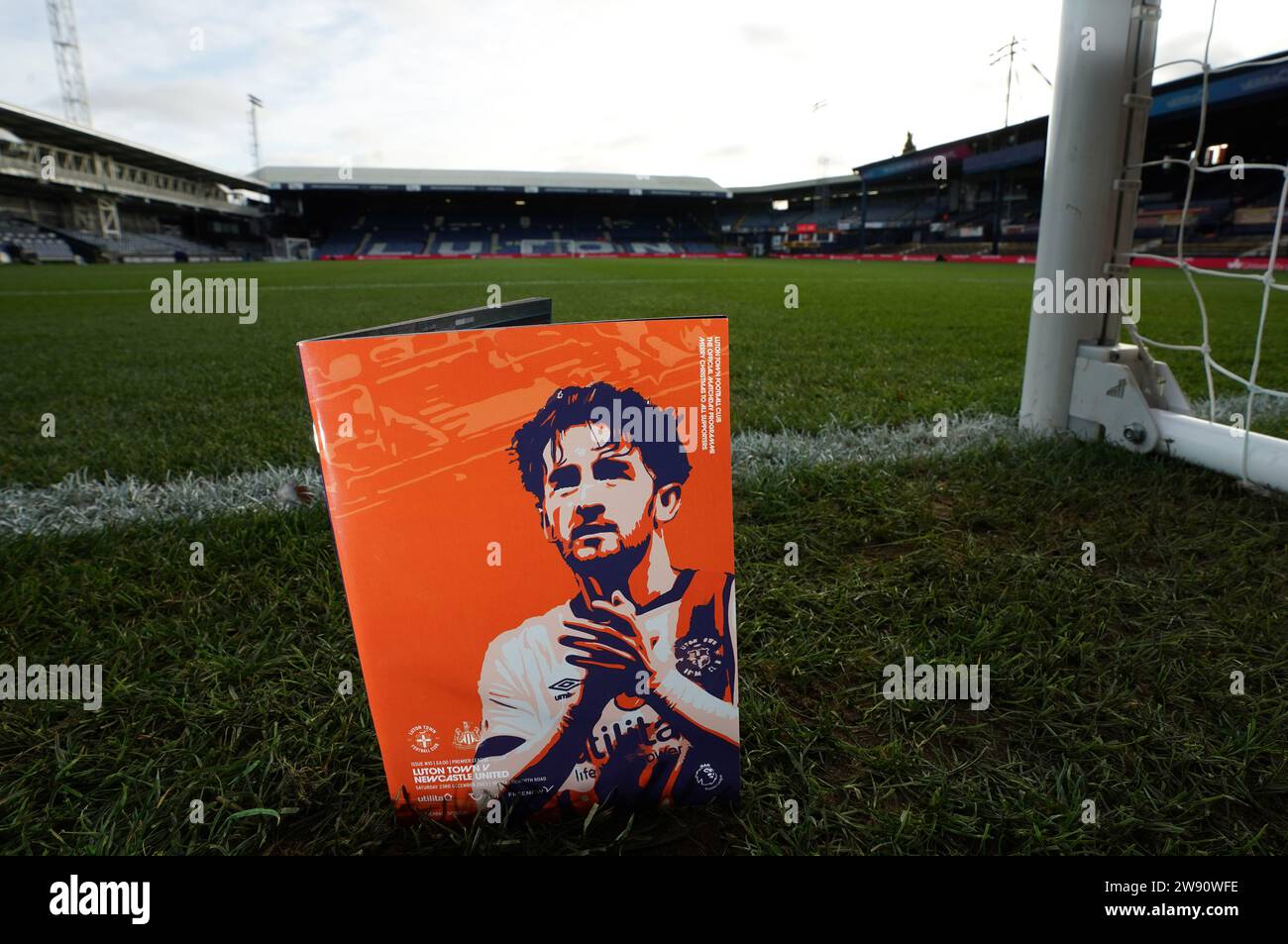 A general view of the match day program with Luton Town's Tom Lockyer ...