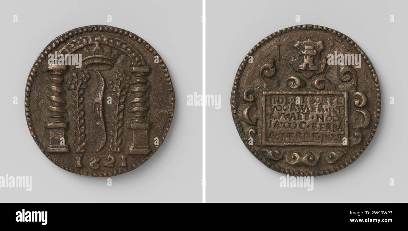 Weversgilde van Middelburg, Gildepenning with no. 1, Anonymous, 1621 ...