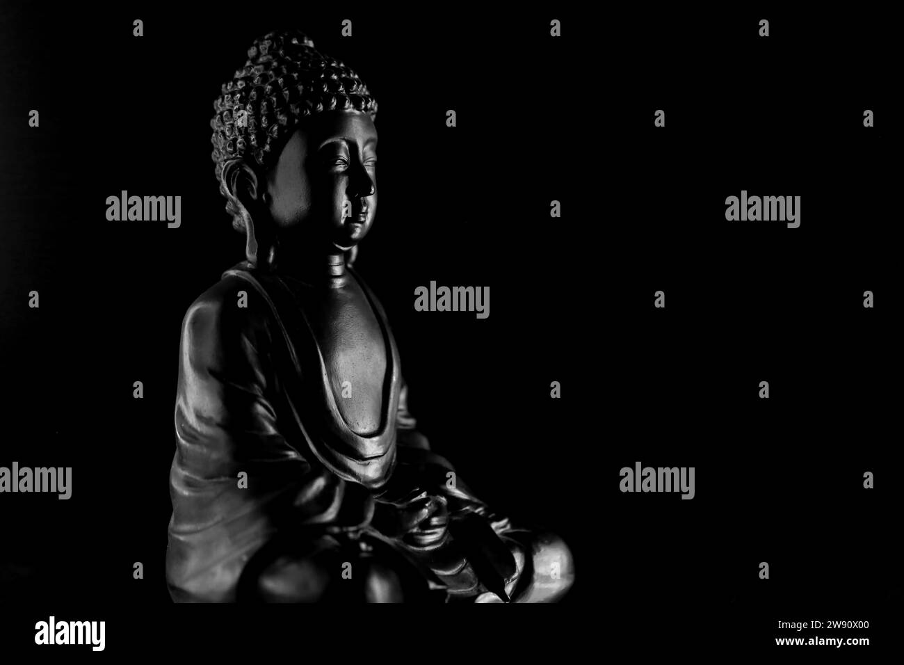 Buddha Purnima and Vesak day concept, Grey Buddha statue with low key ...