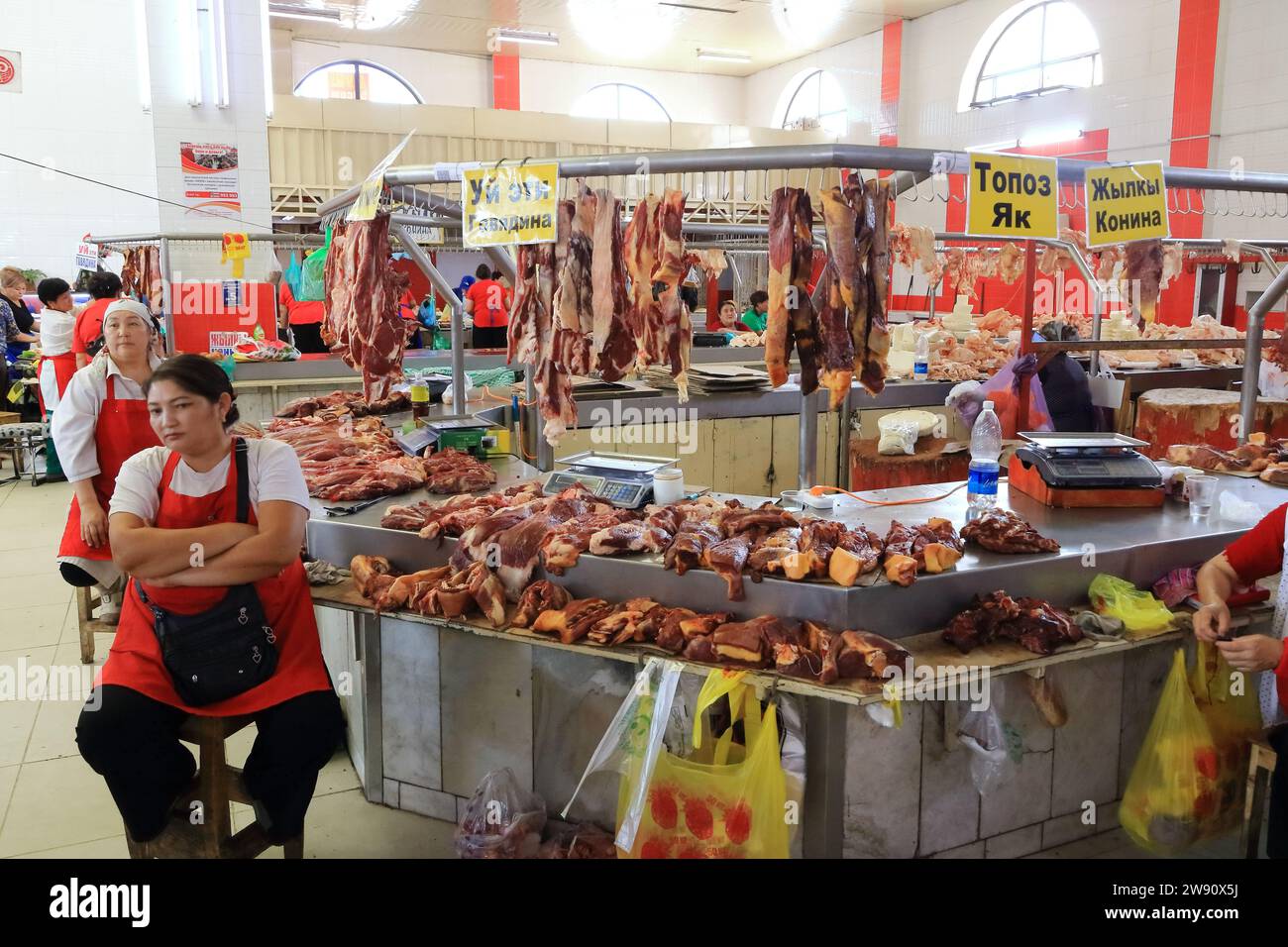 August 18 2023 - Bishkek in Kyrgyzstan, Central Asia: Butchery section ...