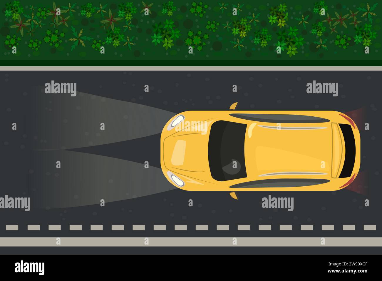 Car drive on road at night. Automobile ride on dark nighttime street ...