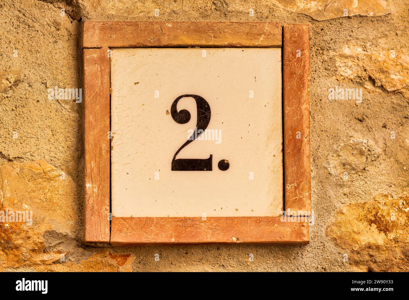 Old Weathered House Number 2, Tile on Wall Stock Photo - Alamy