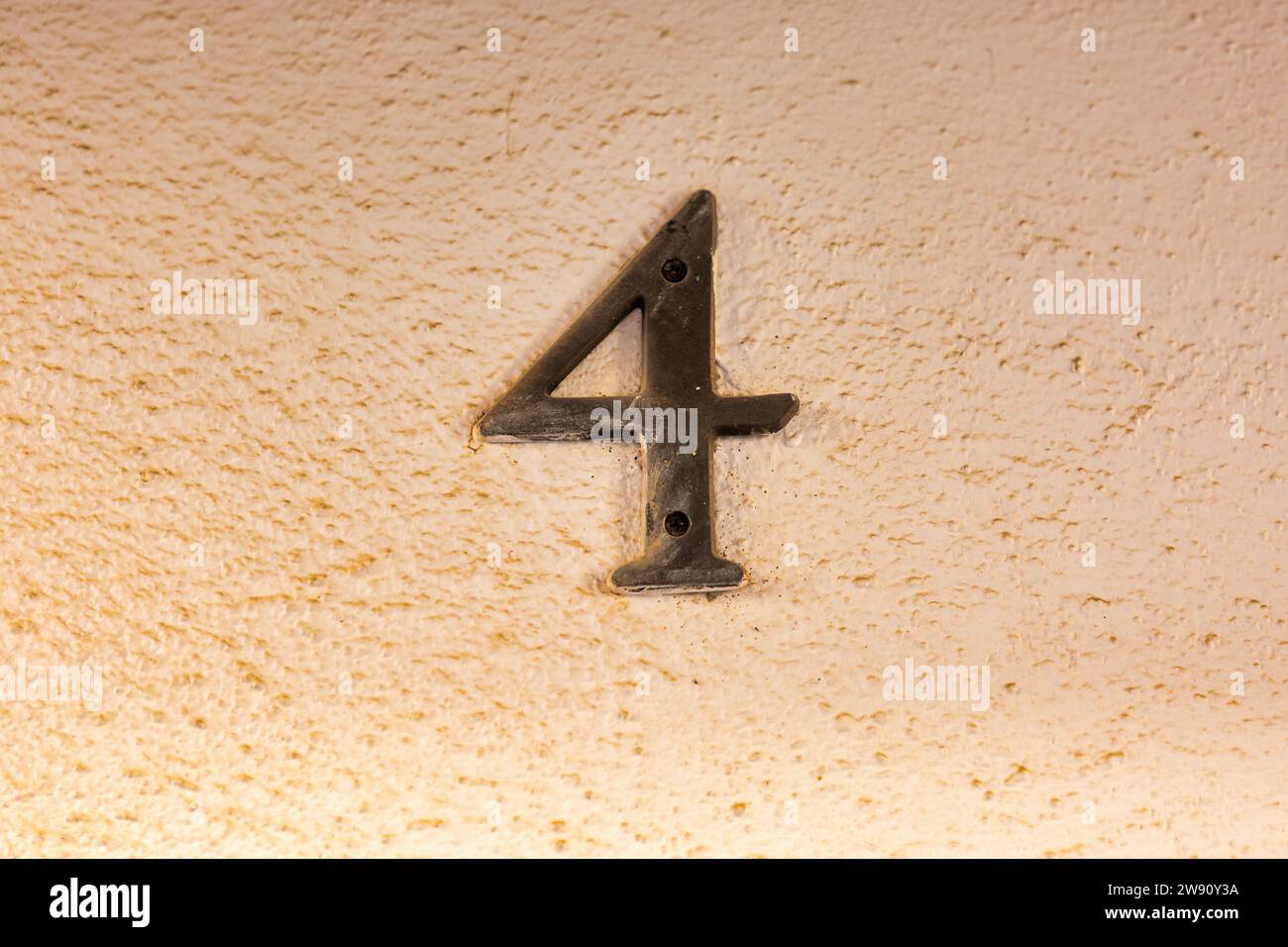 Old Weathered House Number 4, Tile on Wall Stock Photo - Alamy