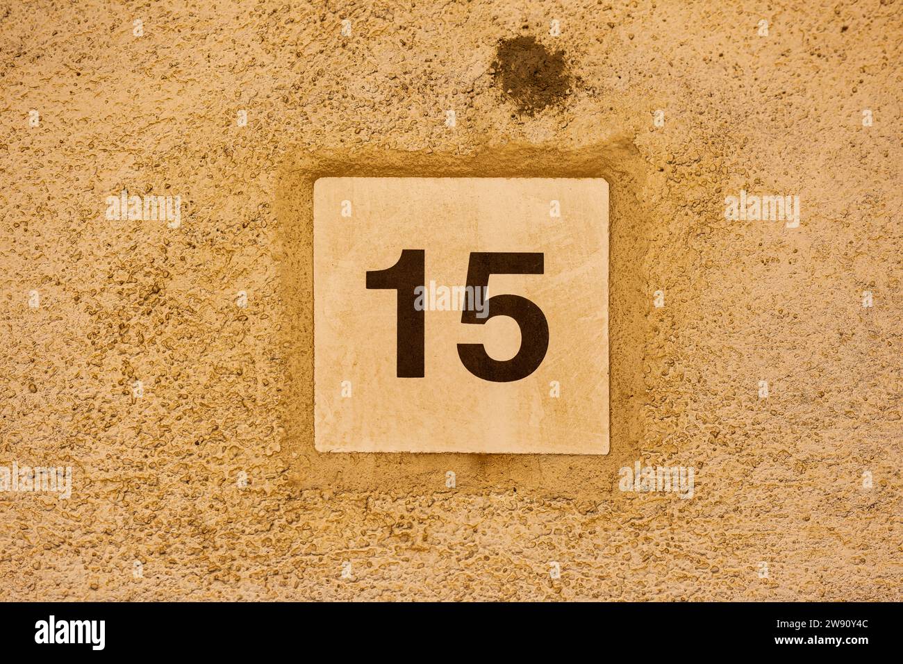 Old Weathered House Number 15, Tile on Wall Stock Photo - Alamy