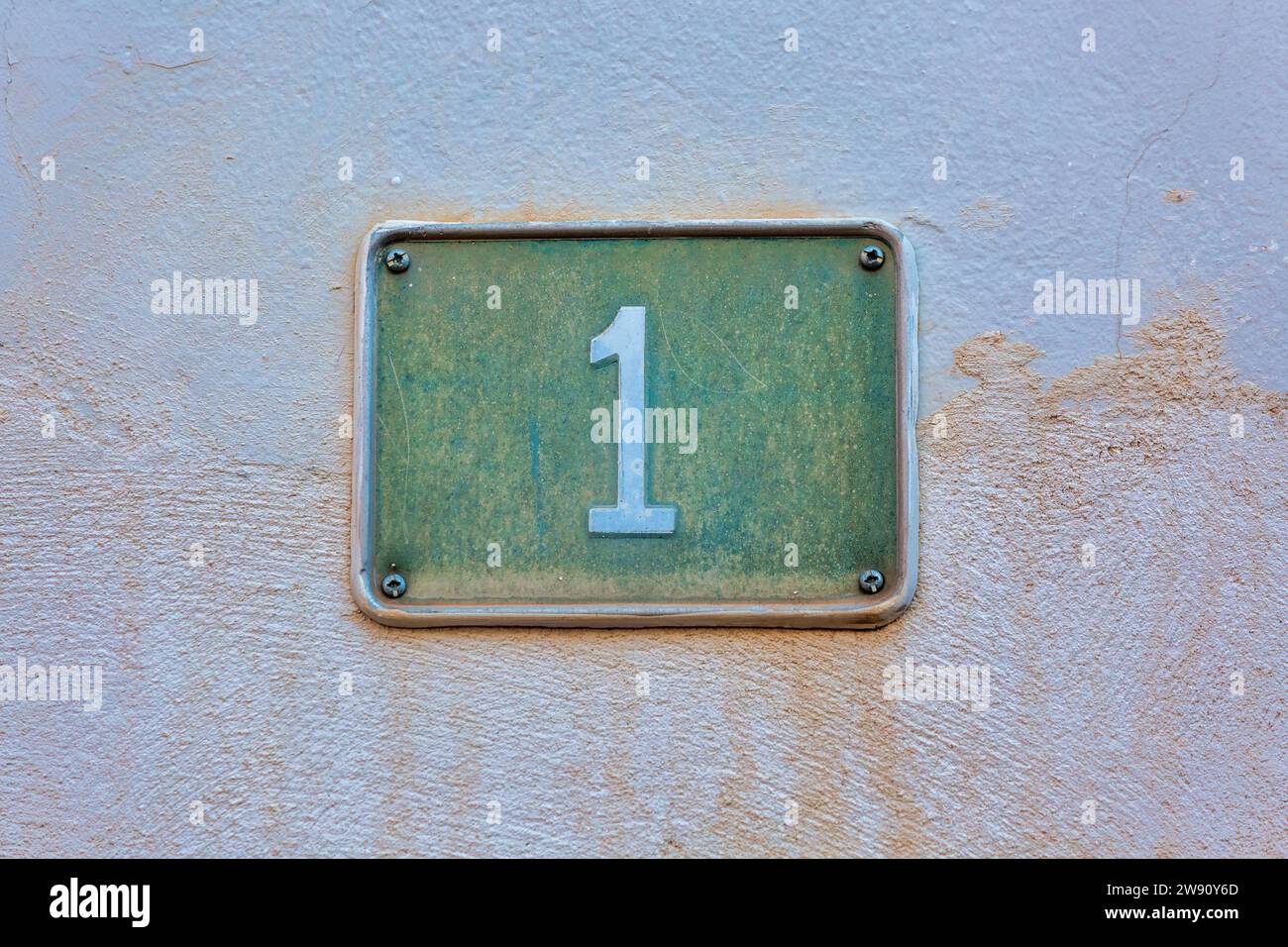Old Weathered House Number 1, Tile on Wall Stock Photo - Alamy
