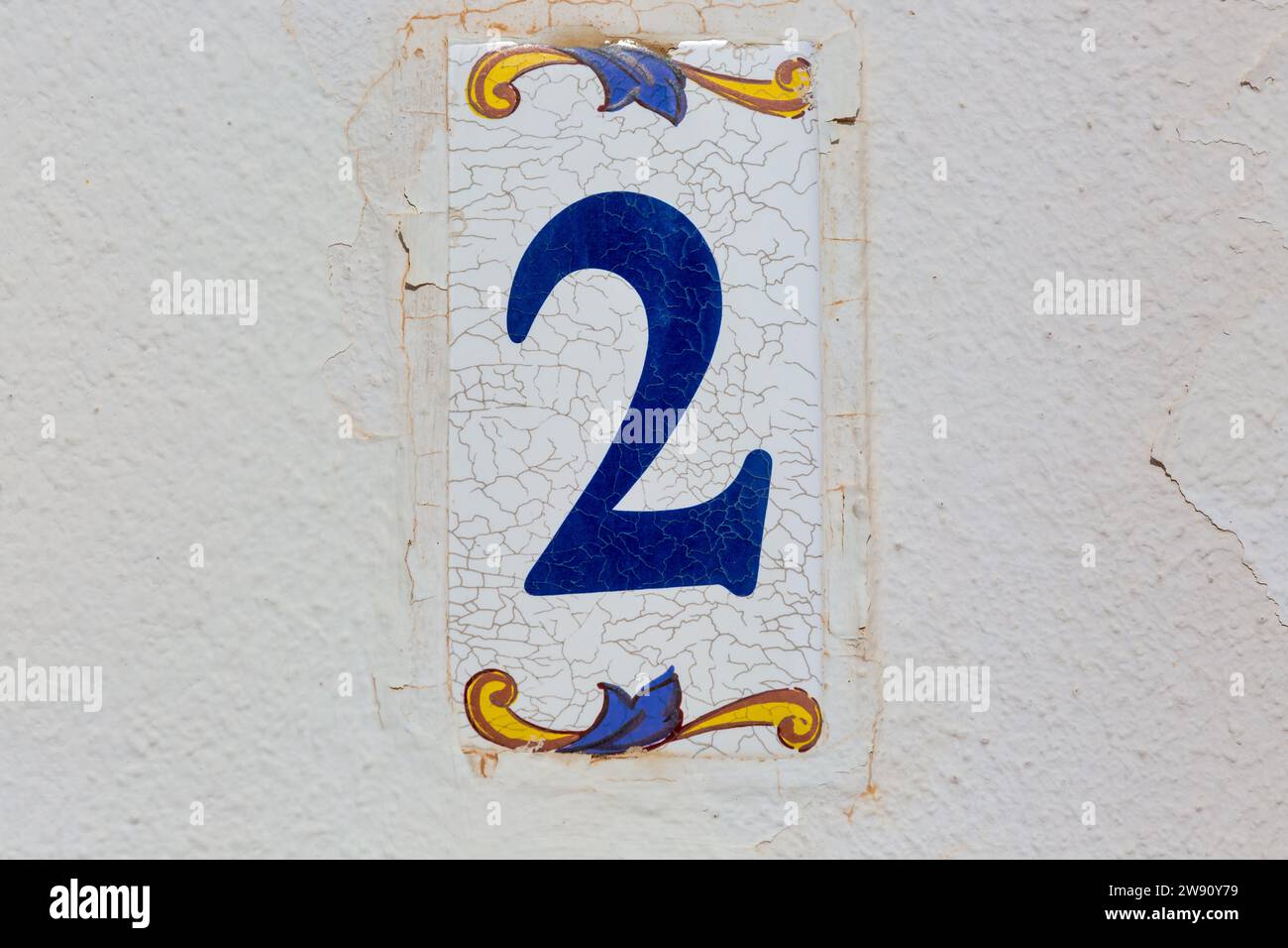 Old Weathered House Number 2, Tile on Wall Stock Photo - Alamy