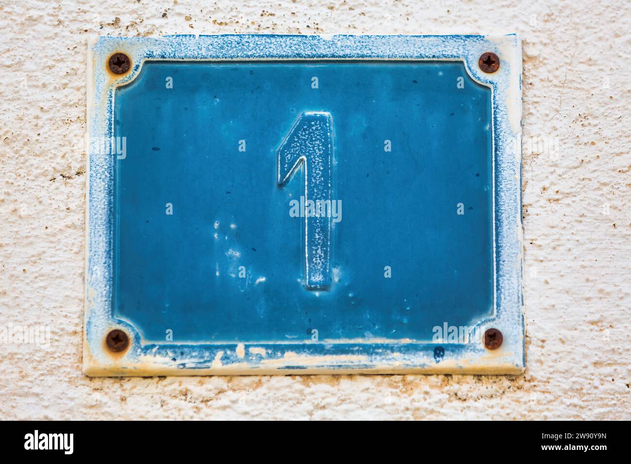 Old Weathered House Number 1, Tile on Wall Stock Photo - Alamy