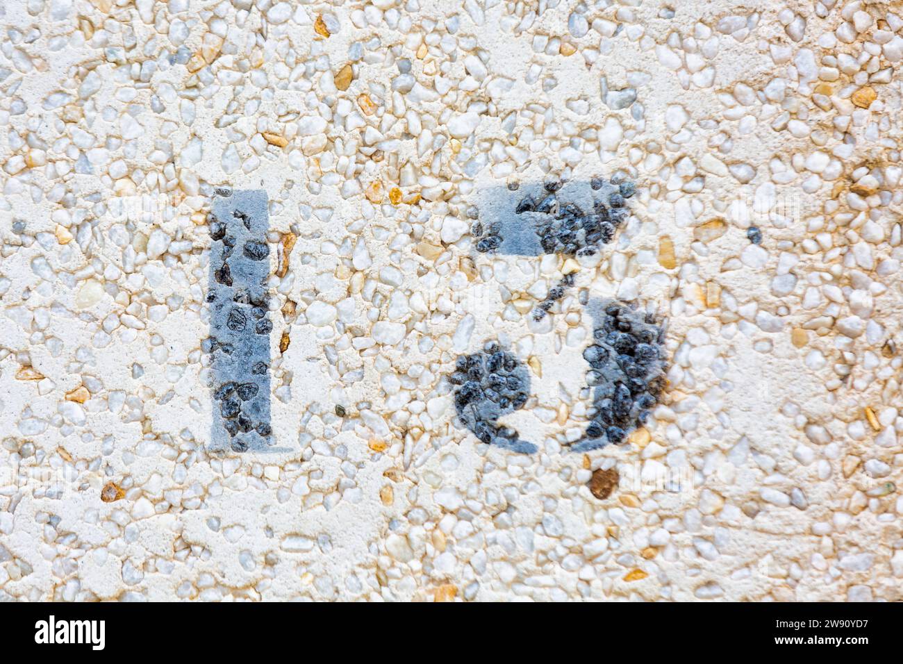 Old Weathered House Number 13, Spray on Wall Stock Photo - Alamy