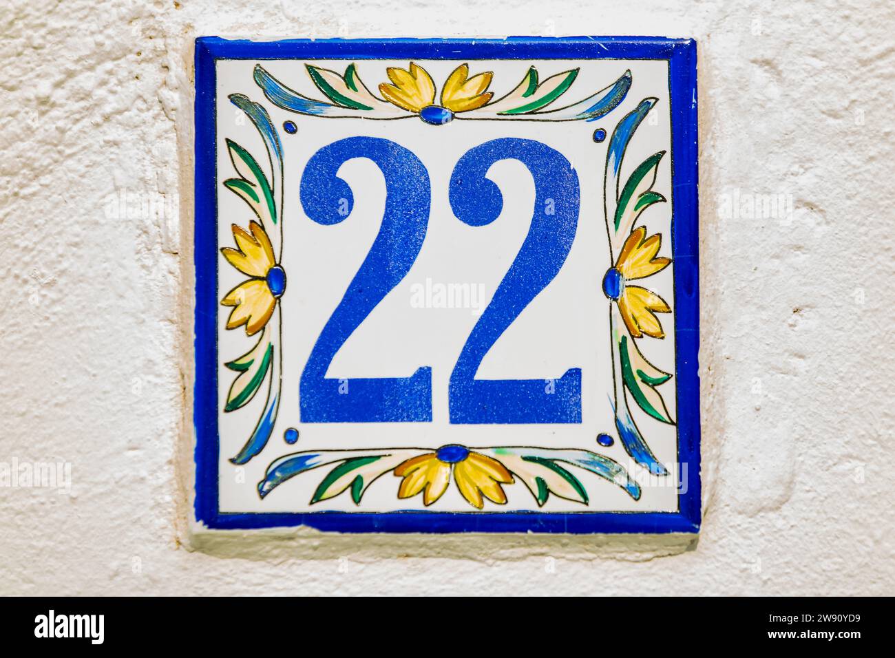 Old Weathered House Number 22, Tile on Wall Stock Photo - Alamy