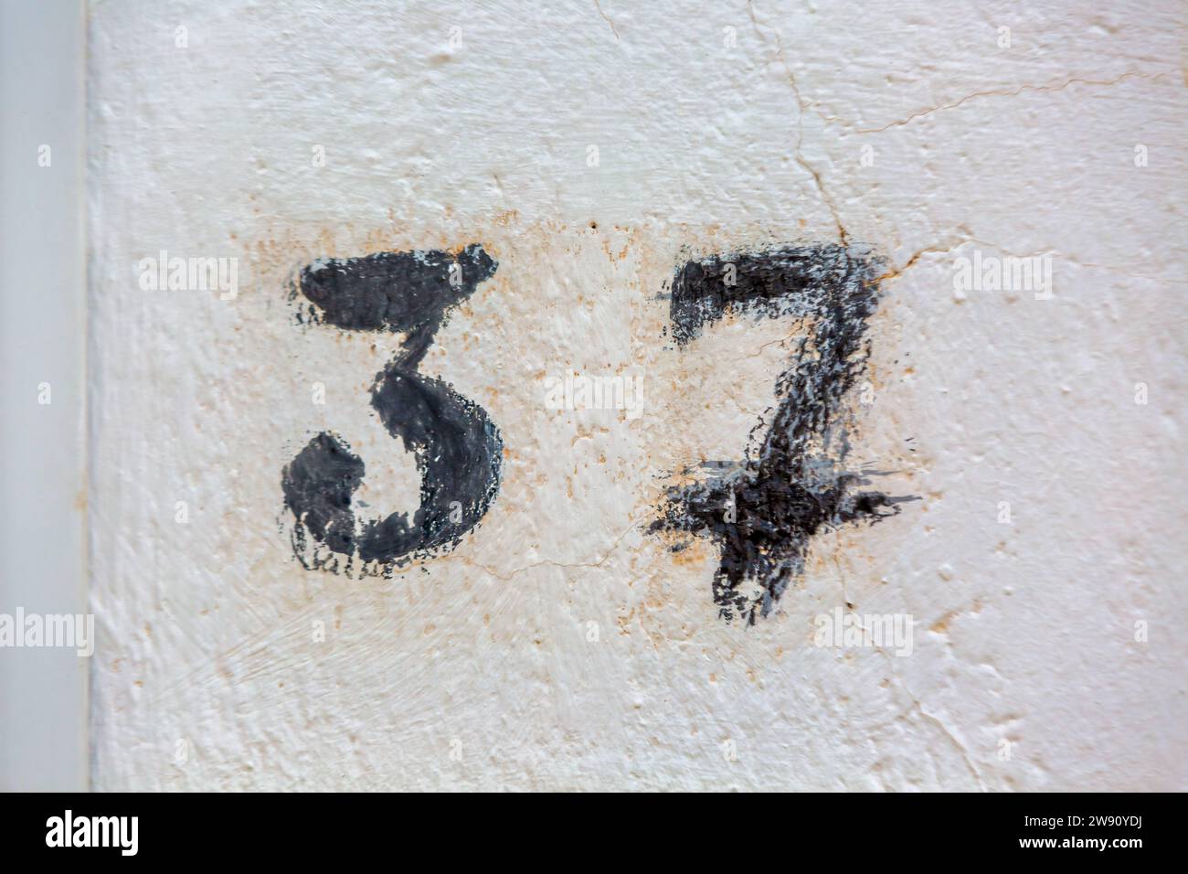 Old Weathered House Number 37, Drawing Stock Photo - Alamy