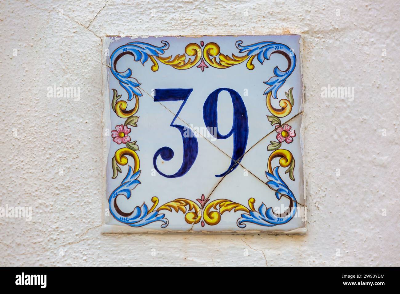 Old Weathered House Number 39, Tile on Wall Stock Photo - Alamy