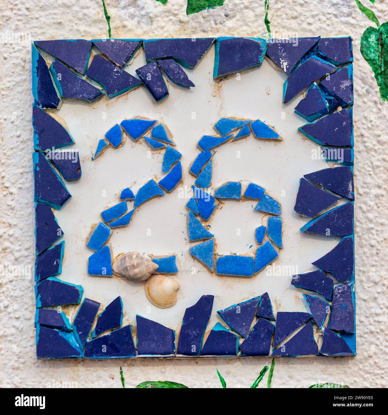 Old Weathered House Number 26, Tile on Wall Stock Photo - Alamy