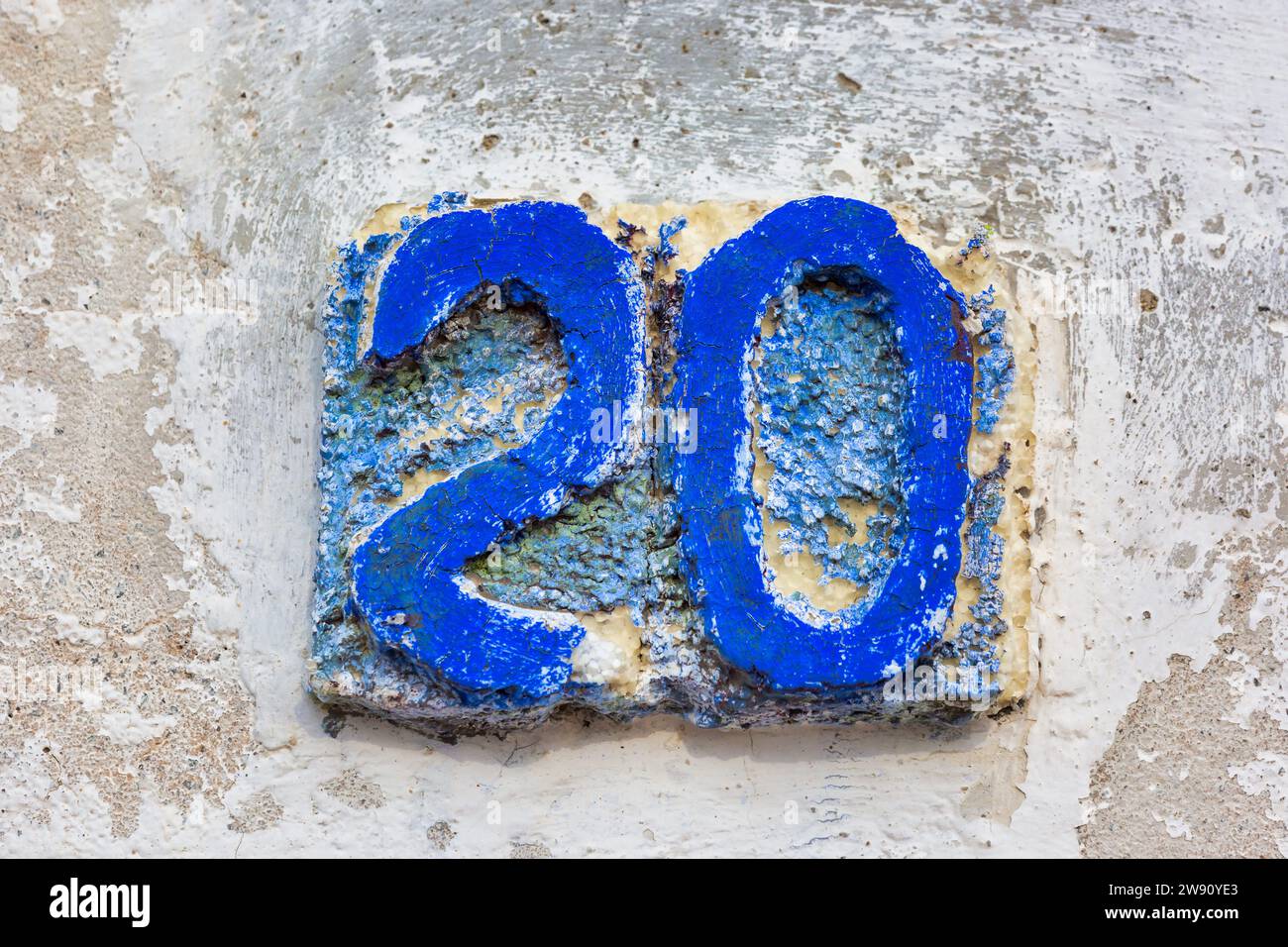Old Weathered House Number 20, Tile on Wall Stock Photo - Alamy