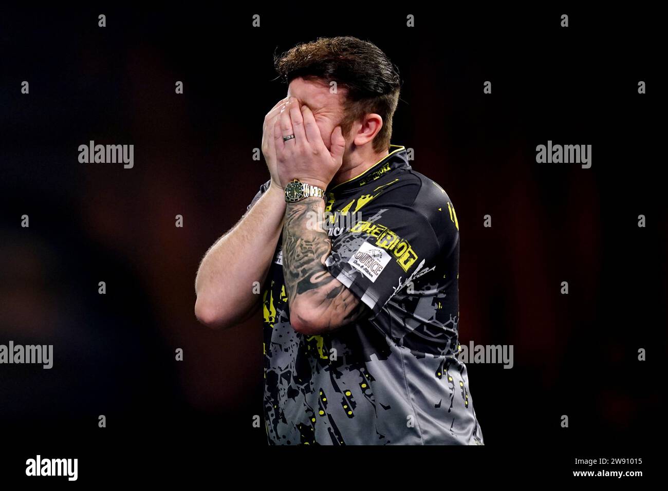 Callan Rydz reacts during his match against Ricardo Pietreczko on day ...