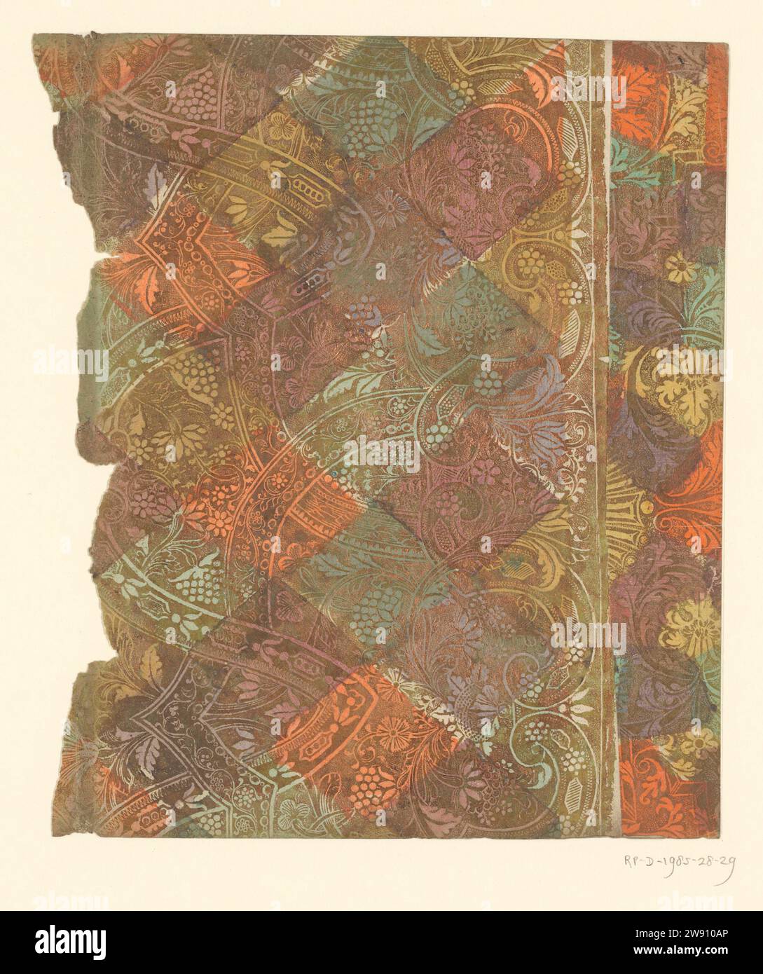 Leaf with flowers and fruits with winding tires, anonymous, 1700 - 1850 ...