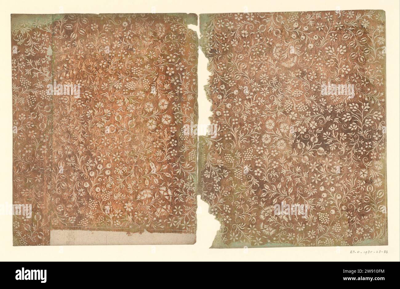 Leaf with flowers and fruits, anonymous, 1700 - 1850 brocade paper Leaf ...