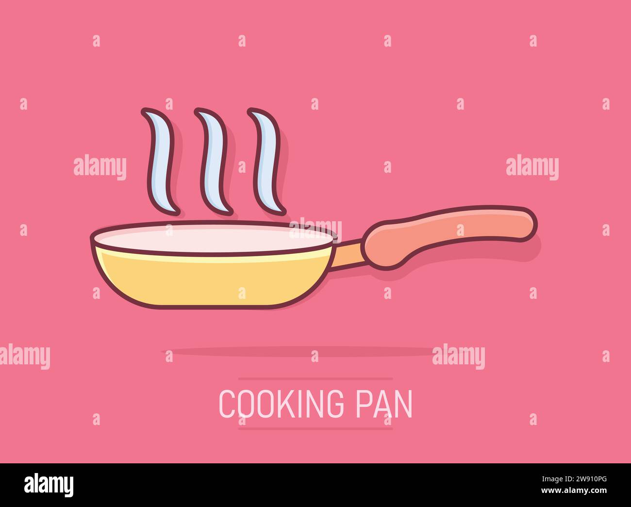 Vector cartoon frying pan icon in comic style. Cooking pan concept ...